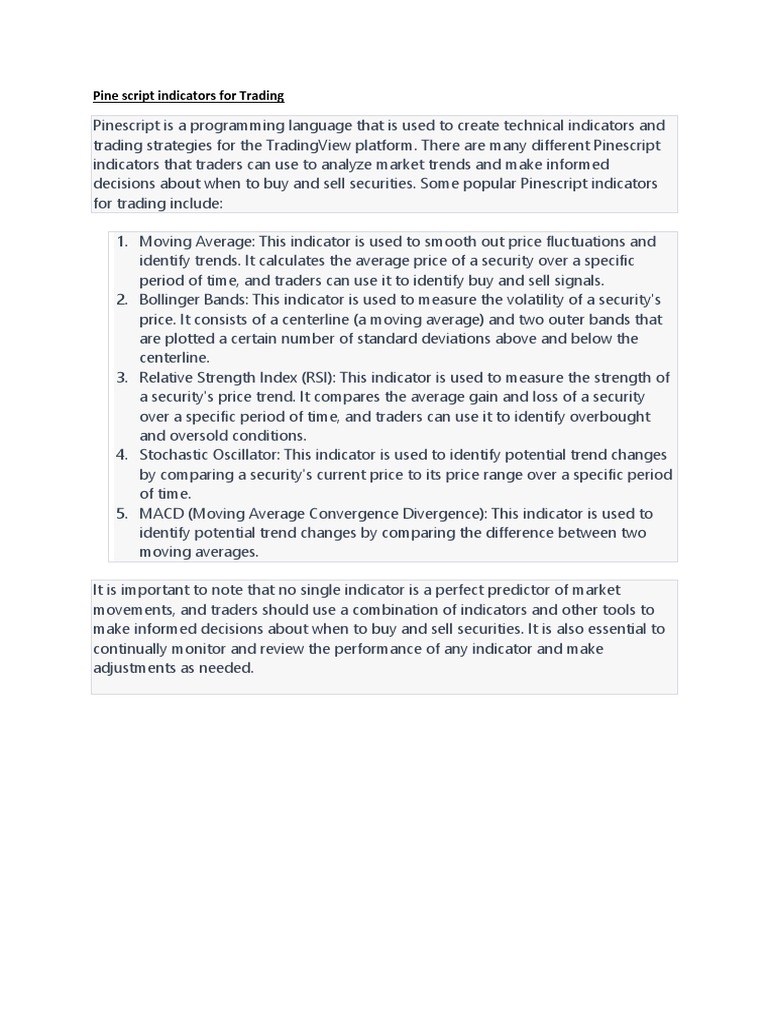 Pine Script Indicators For Trading | PDF