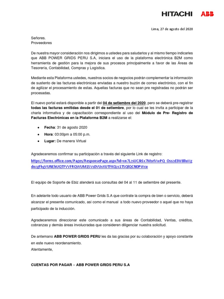 Comunicado - Nueva Pataforma de Proveedores-2020 - V2 | PDF