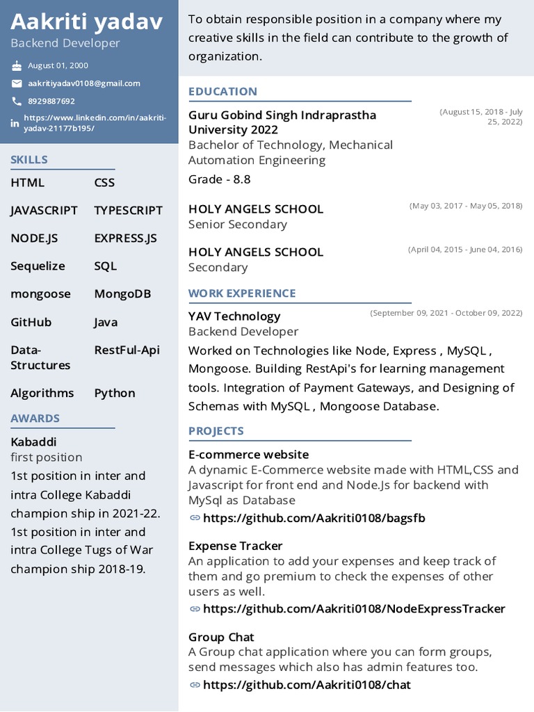 Aakriti Resume Pdf My Sql Computer Engineering