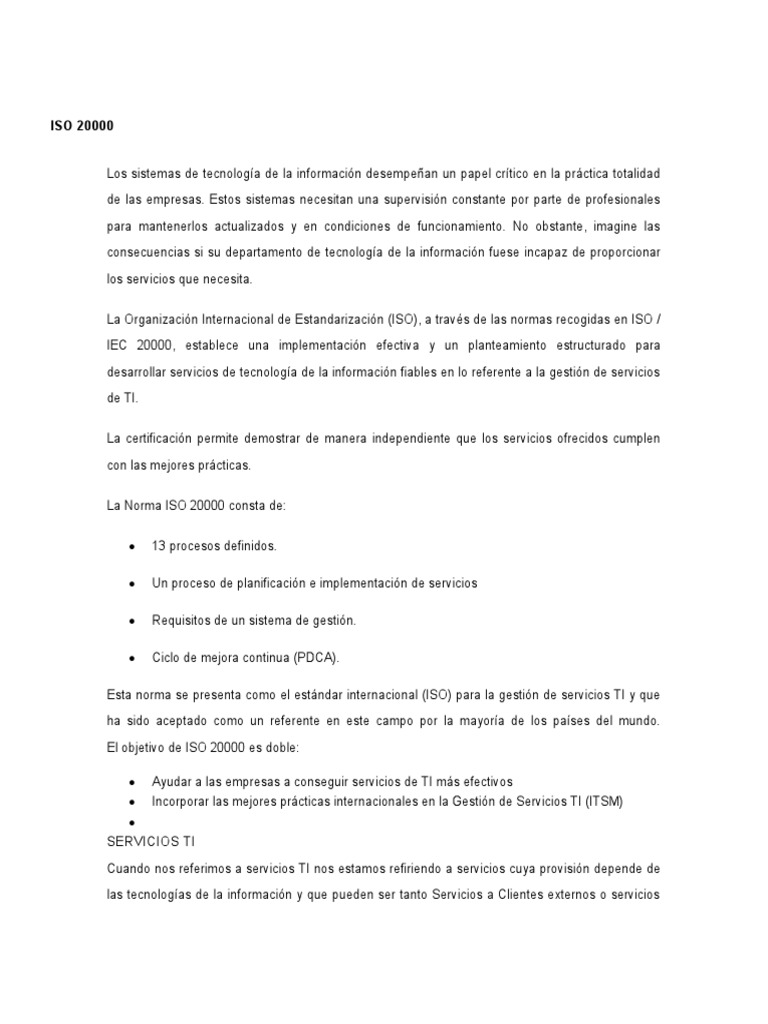Iso 20000 | PDF | Economias | Business