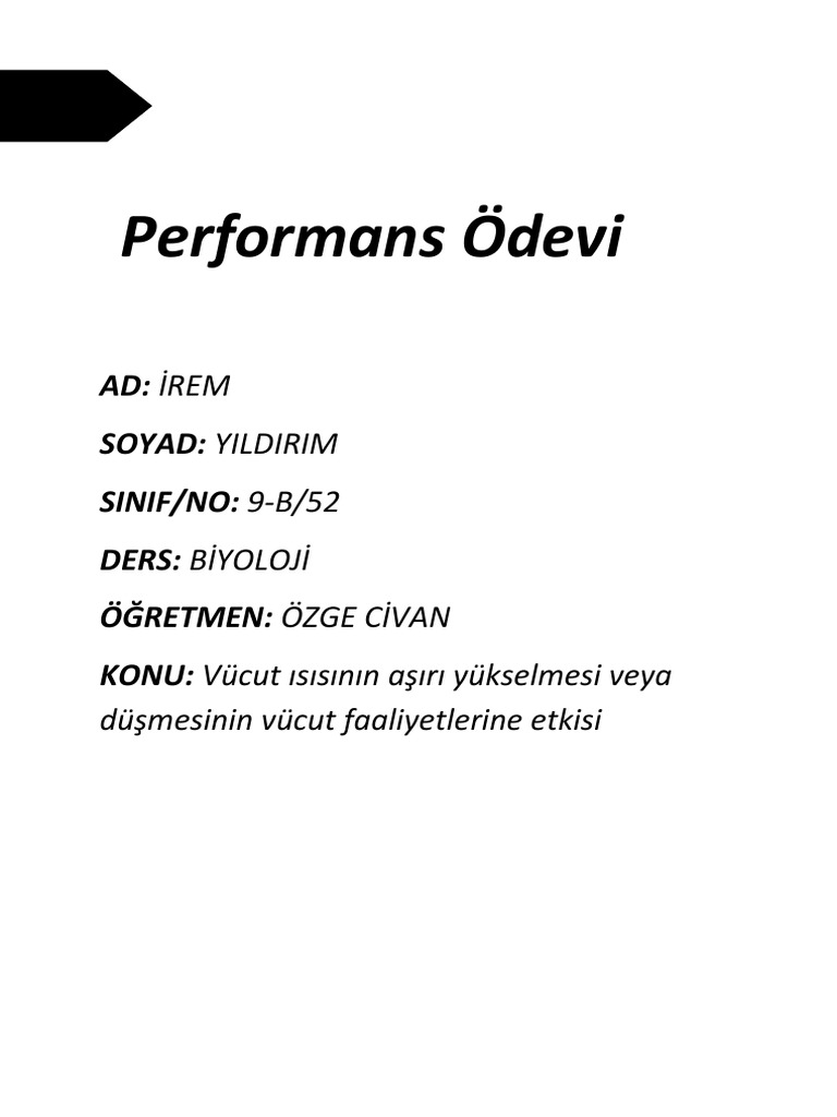 Bi̇yoloji̇ Performans Ödevi̇ | PDF