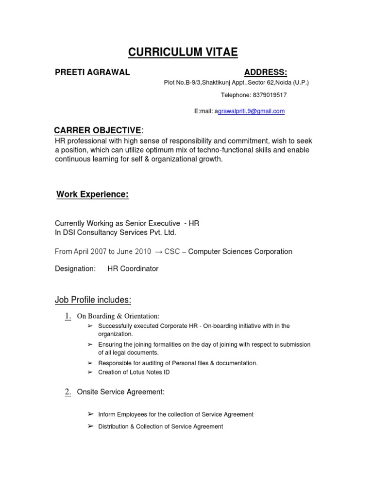 Preeti Agrawal CURRICULUM VITAE | PDF | Employment