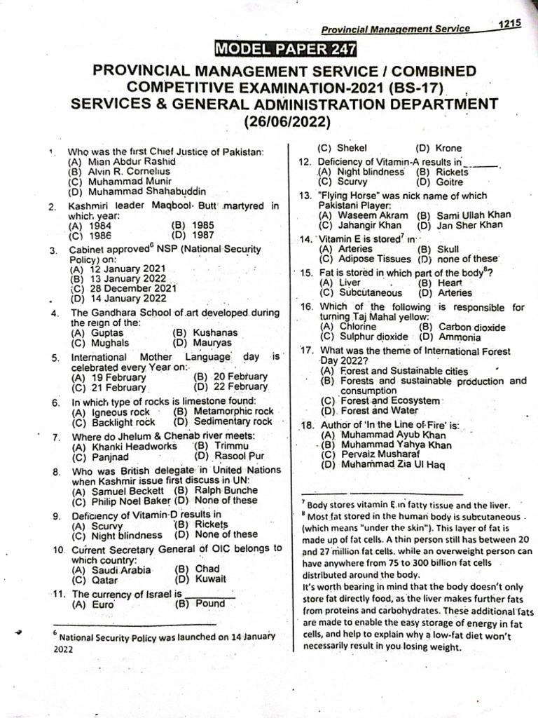 Pms General Knowledge 2022 | PDF