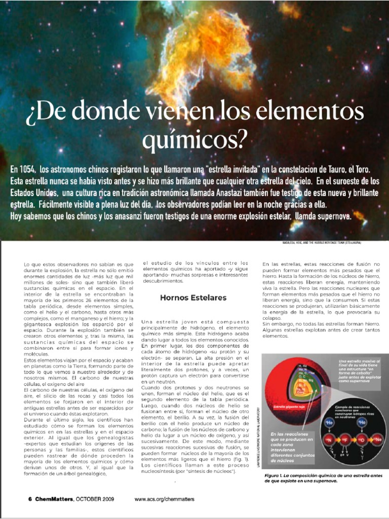 Where Do Chemical Elements Come From - Traducción | PDF