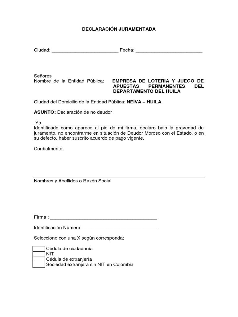 Declaracion Juramentada | PDF