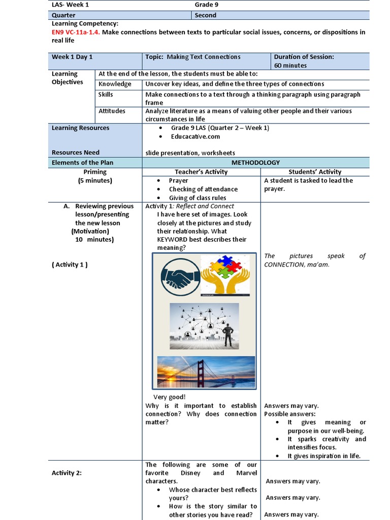 Making Connections DLP | Download Free PDF | Learning | Teachers
