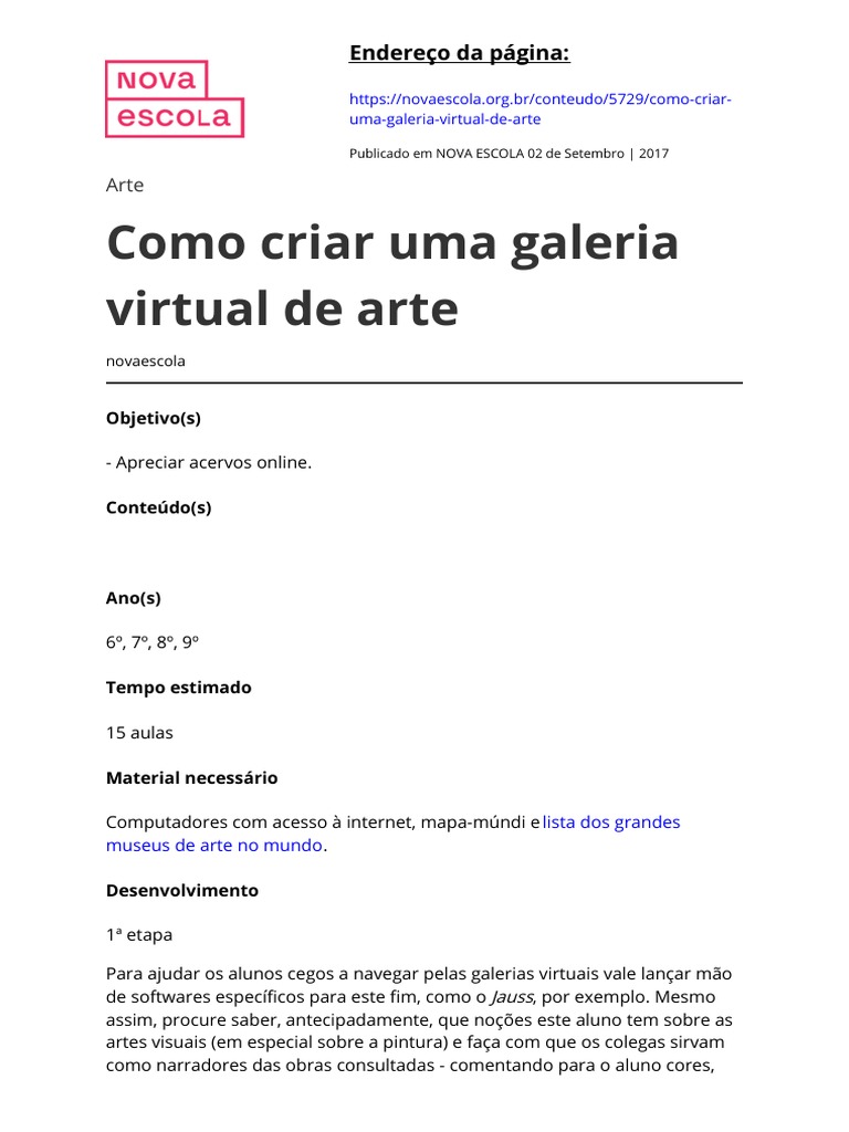 Como Criar Uma Galeria Virtual de Arte | PDF | Museu | Internet