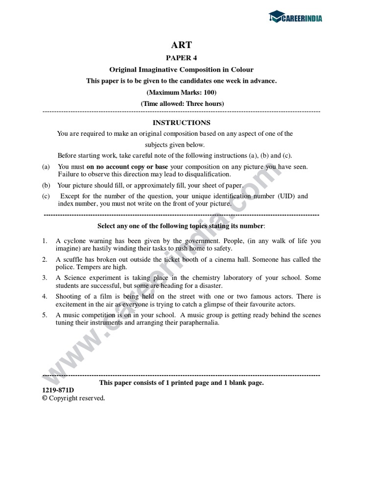 ISC Class 12 Art Paper 4 Question Paper - 2019 - 2022-12-17T234652.004 ...