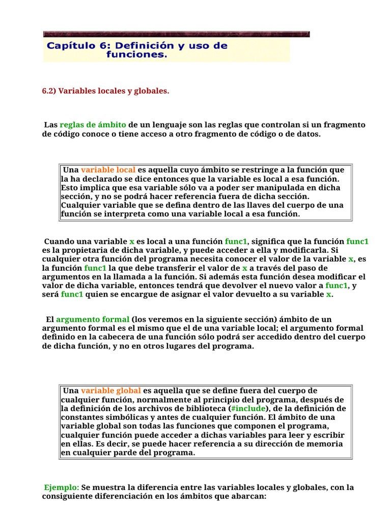 Variables Locales y Globales | PDF | Variable (informática) | Función (Matemáticas)