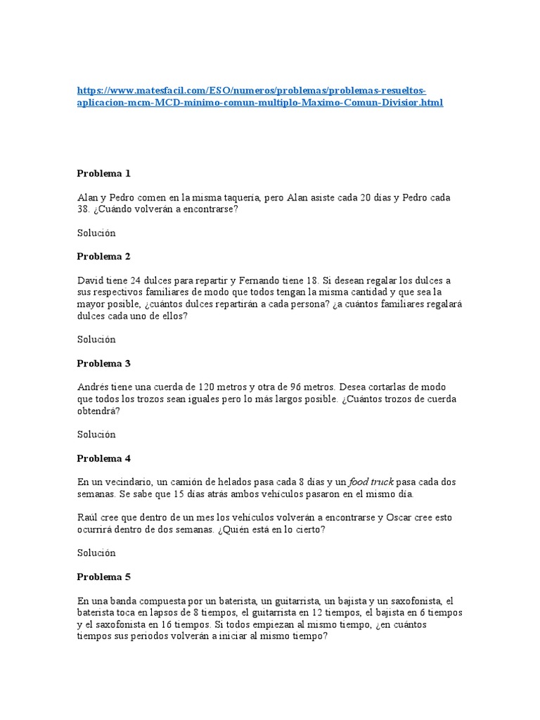Problemas MCM y MCD | PDF