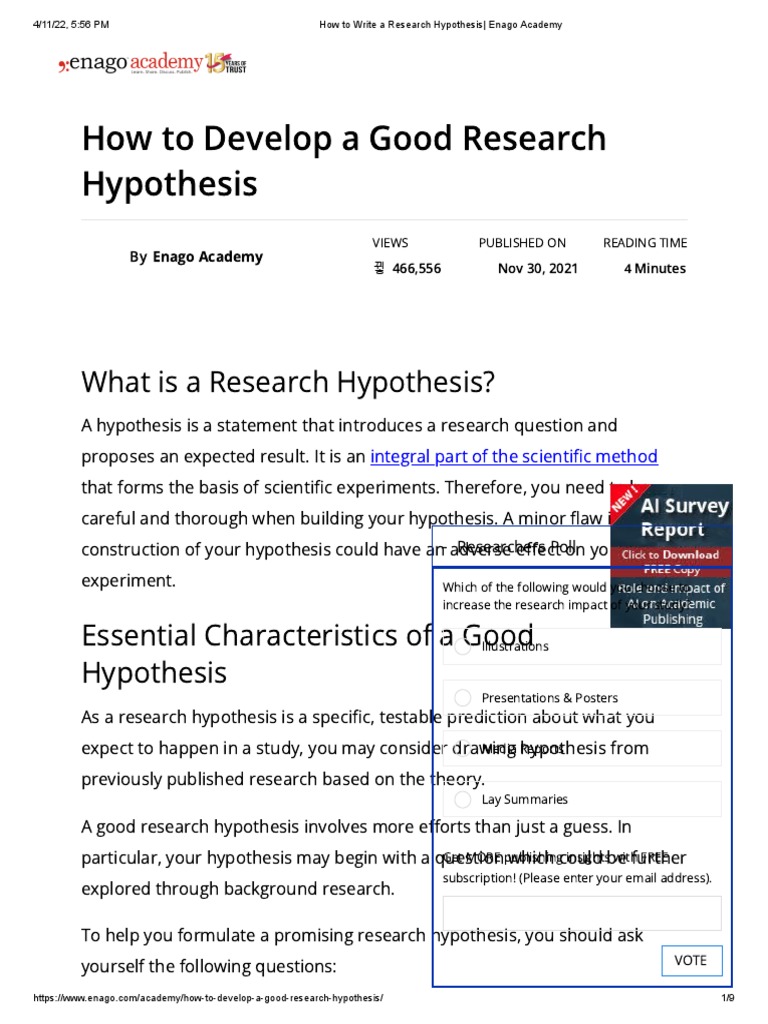 How To Write A Research Hypothesis - Enago Academy | PDF | Hypothesis ...
