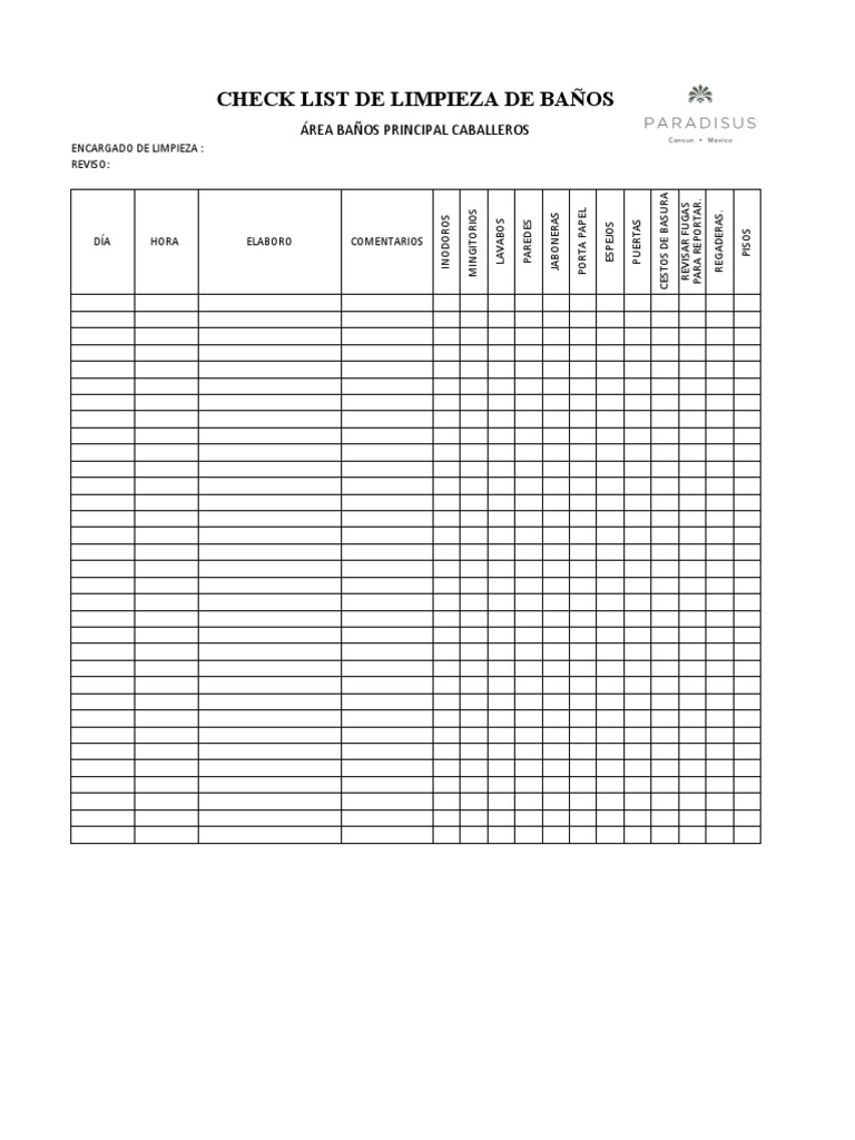 Check List de Baños de Limpieza | PDF