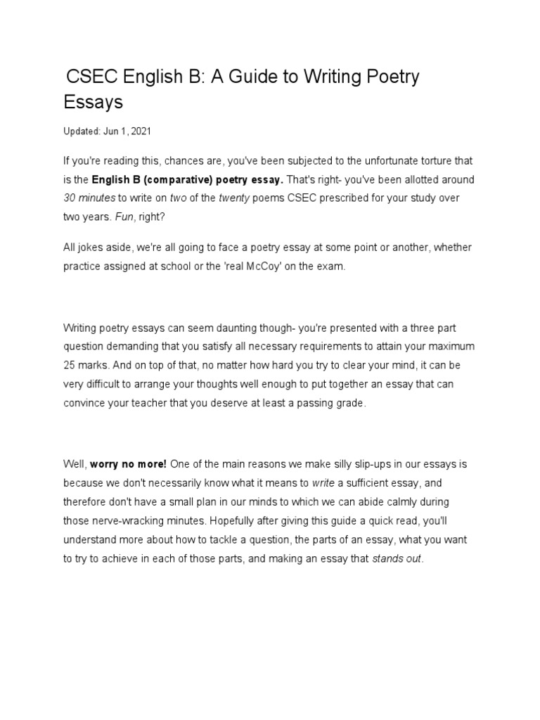 A Guide to Crafting Effective Poetry Essays: How to Structure Your ...