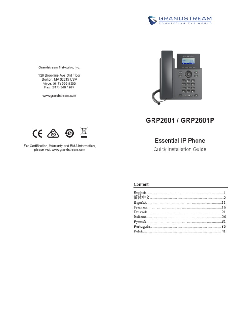 Manual Tel GRNDS GRP2601 | PDF | Session Initiation Protocol | Telephone