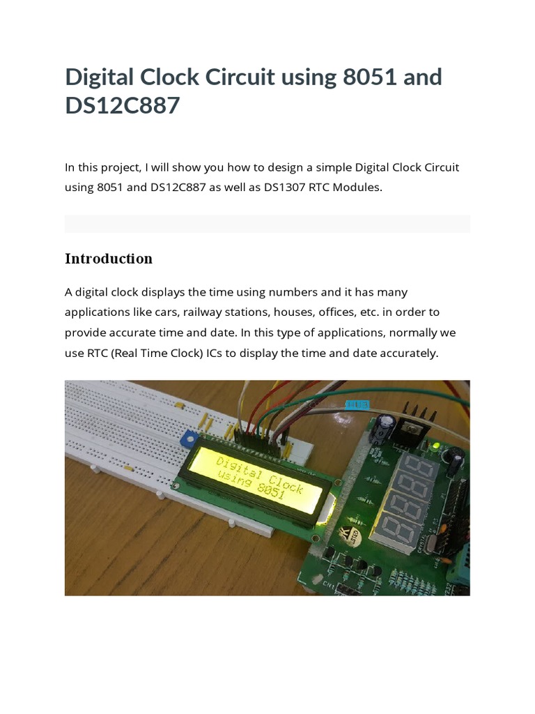 DIY Digital Clock with 8051 | PDF | Electrical Network | Microcontroller