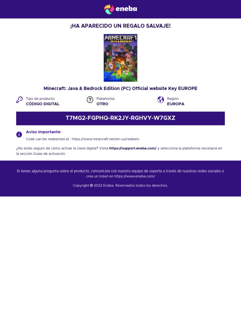 Minecraft - Java & Bedrock Edition (PC) Official Website Key EUROPE | PDF