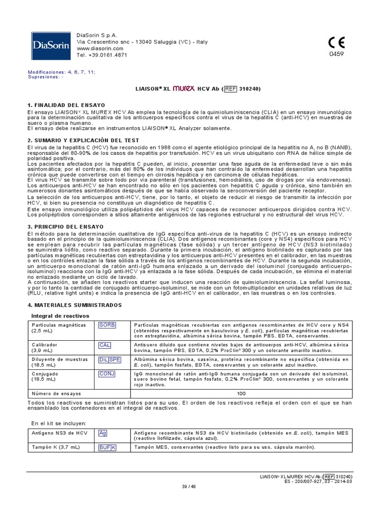 IFUk - Es - 310240 - 03 Liaison XL HCV Ab. | PDF | Hepatitis | Hepatitis C