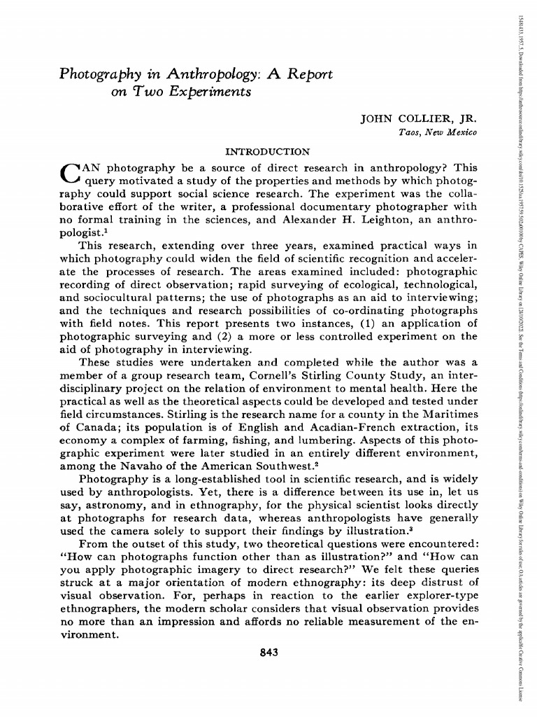 Photography's Role in Anthropology Research | PDF | Ethnography ...