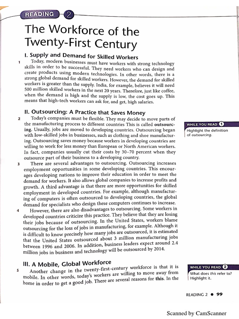 The Workforce of The Twenty-First Century - In-Class Reading (Unit 3) | PDF