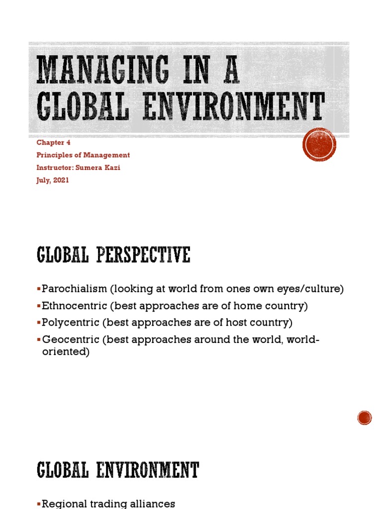 Chapter 4 Managing in A Global Environment | PDF