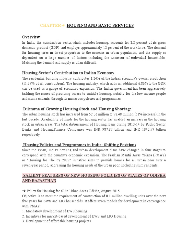 Chapter-4 Housing and Basic Services | PDF | Slum | Economies