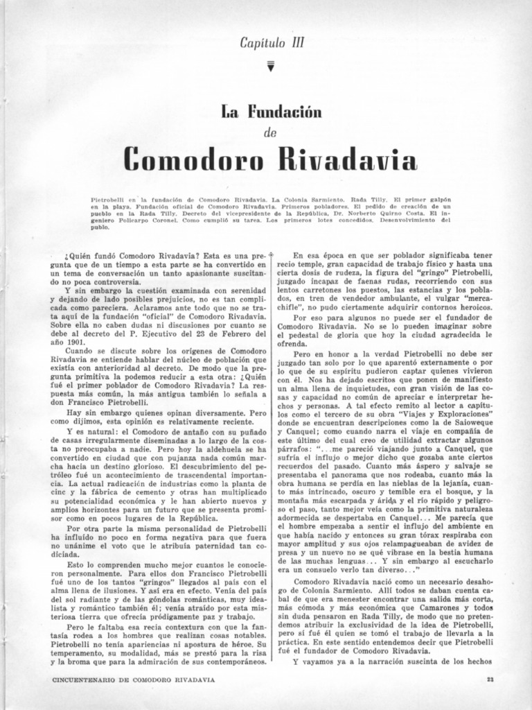 Libro Centenario de Comodoro Rivadavia Capitulo 3 | PDF