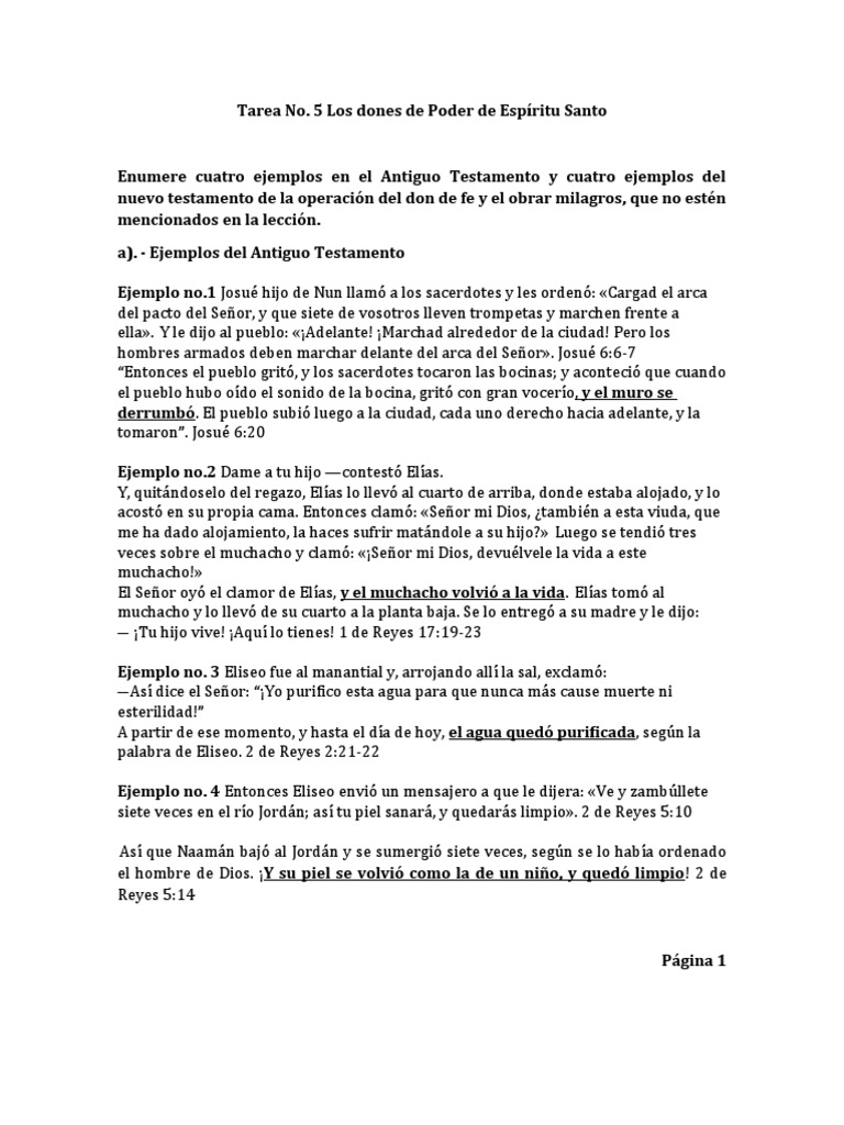 Tarea No. 5 Los Dones de Poder Del Espiritu Santo | PDF