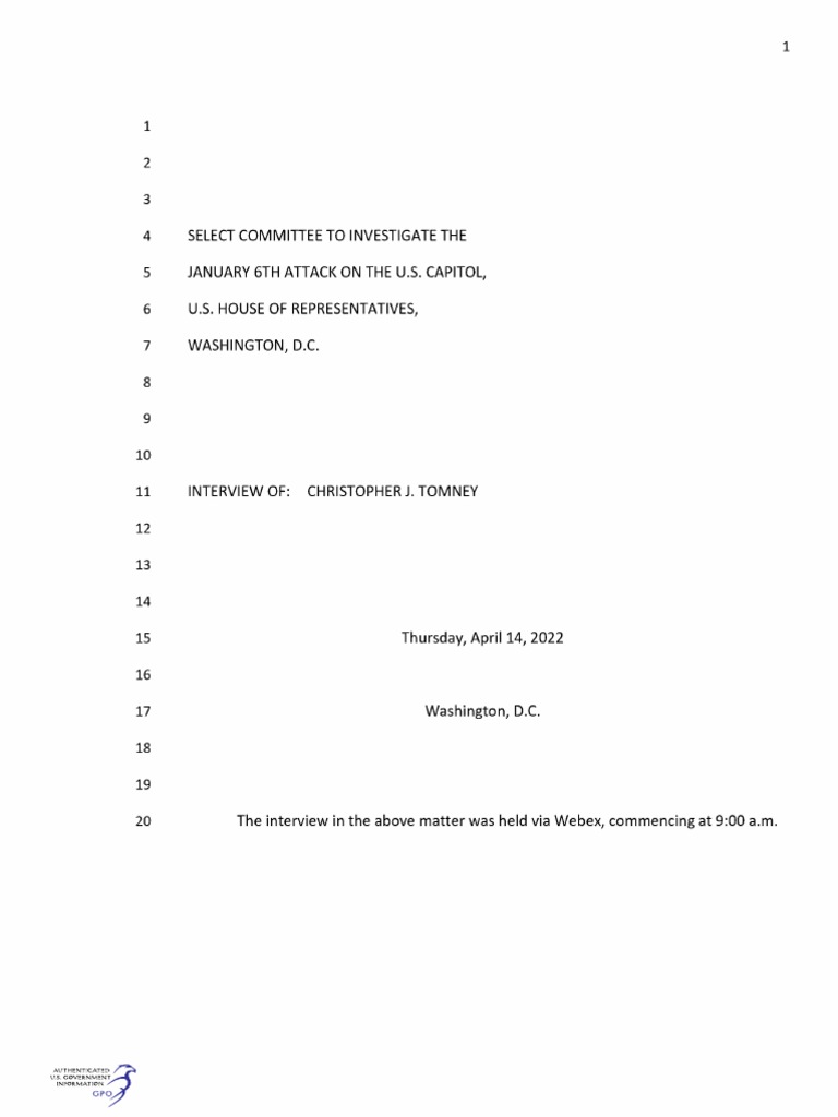 Christopher Tomney Transcript | PDF | United States Department Of ...