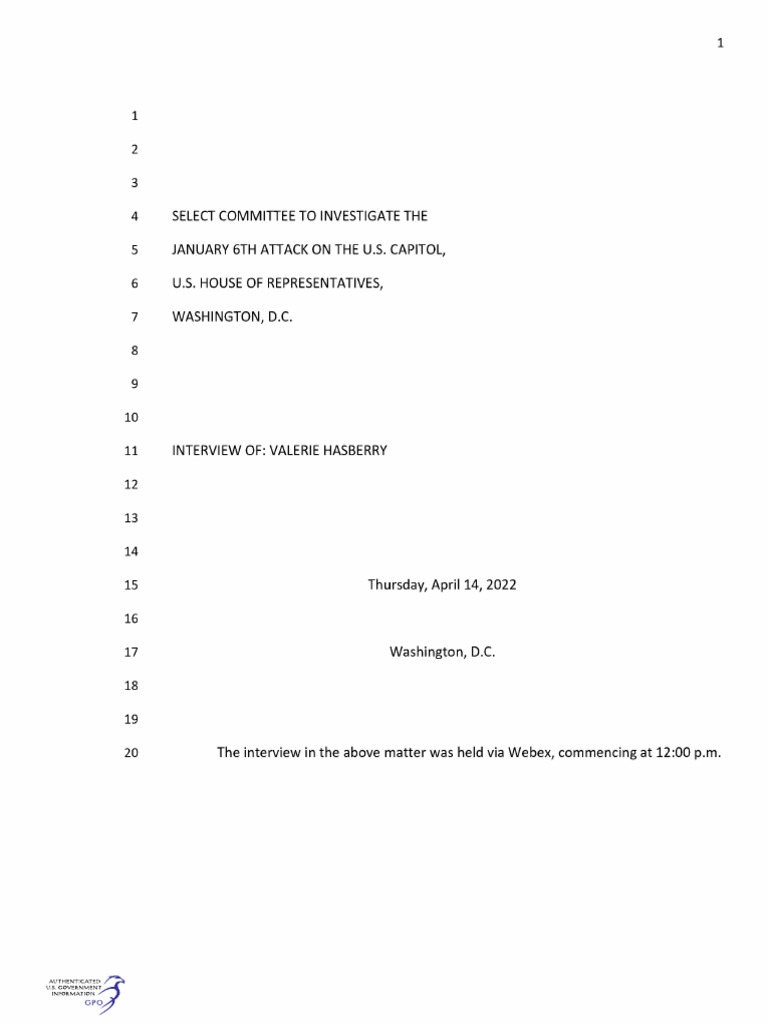 Valerie Hasberry Transcript | PDF | United States House Of ...