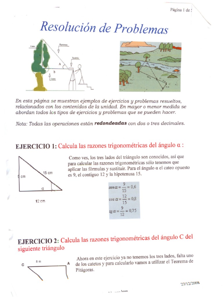 Ejercicios de Trigonometría Resueltos | PDF | Funciones trigonométricas | Triángulo