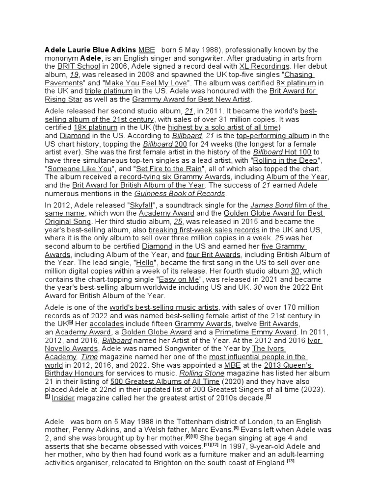 Who Are You Adele | PDF | Adele | Music Industry