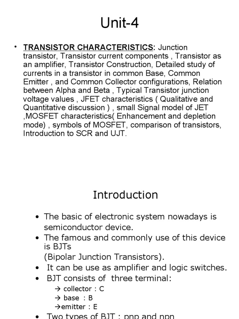 Transistor Basics and Characteristics | PDF | Field Effect Transistor ...