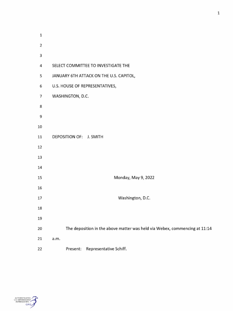 J. Smith Transcript | PDF | Deposition (Law) | Perjury