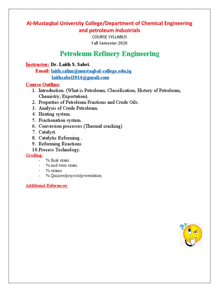 Petroleum Refinery Engineering-Syllabus | PDF