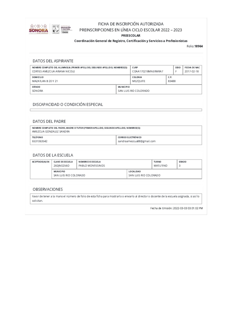 Preinscripción Preescolar 2022-2023 | PDF