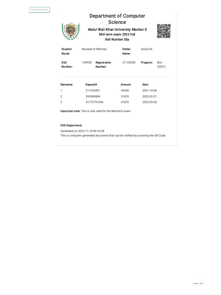 Student Portal - Dashboard | PDF