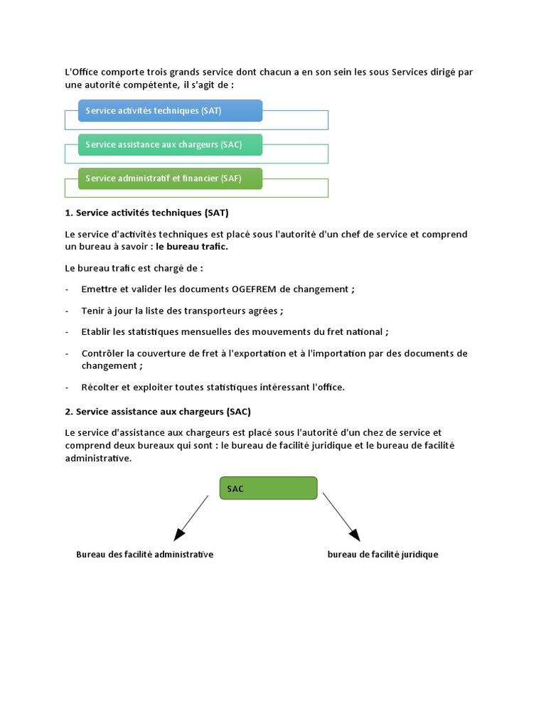 Organisation des services OGEFREM | PDF