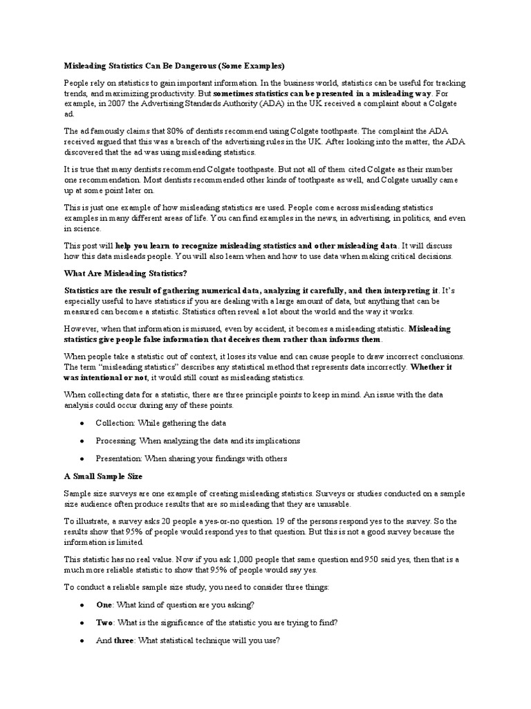 Misleading Statistics Can Be Dangerous | PDF | Statistics | Survey ...