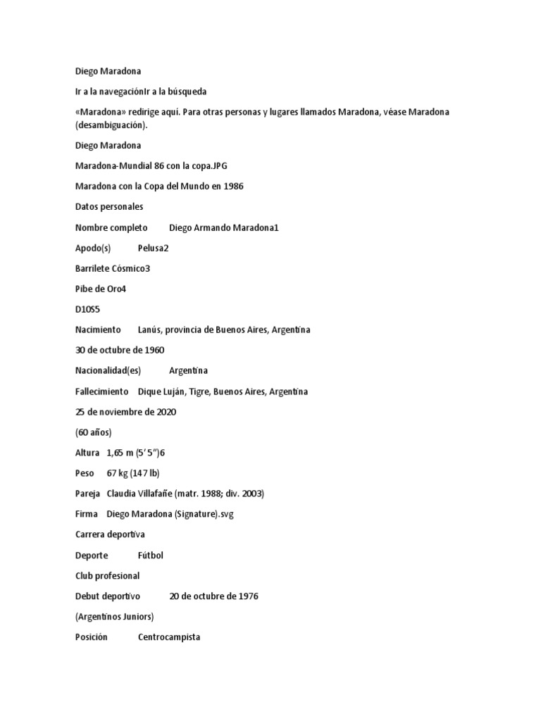 Biografia Diego Maradona | PDF | Diego Maradona | Deportes atléticos