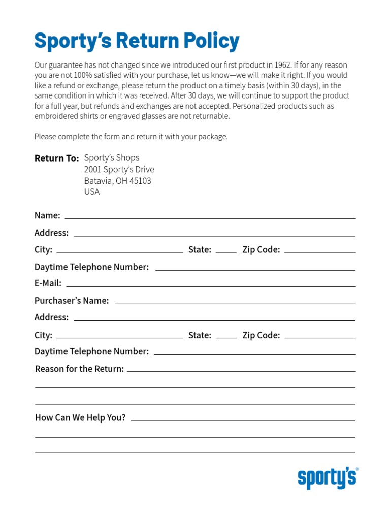Sportys ReturnPolicy 2022 | PDF | Law