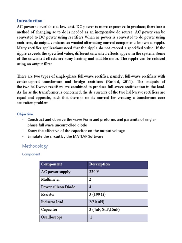 Full Wave Rectifier Single Phase Report | Download Free PDF | Rectifier | Electrical Engineering