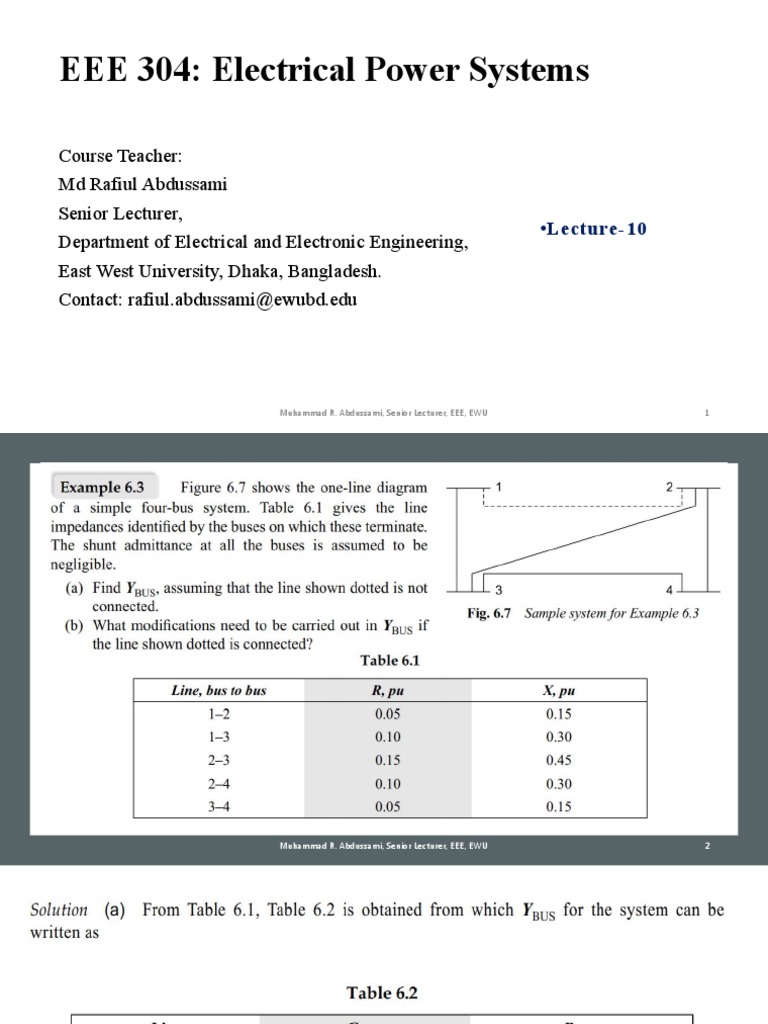Three-Phase Fault Calculation Using Bus Matrix: A Lecture on Electrical Power Systems Fault ...