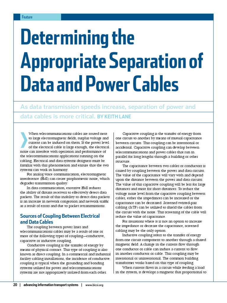 Determining The Separation of Data and Power Cables | PDF | Cable ...
