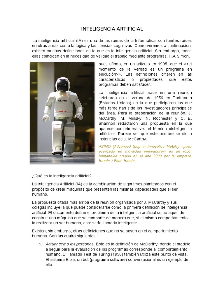 Inteligencia Artificial | PDF | Inteligencia artificial | Inteligencia (IA) y semántica