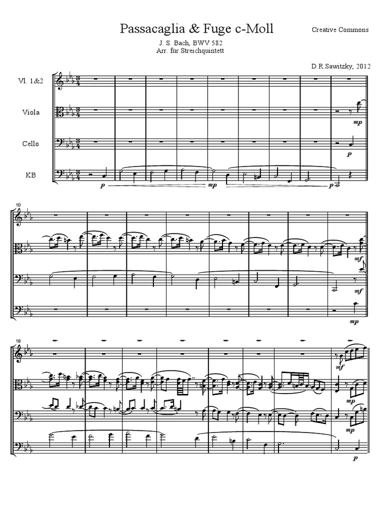 Passacaglia, BWV 582 BACH | PDF