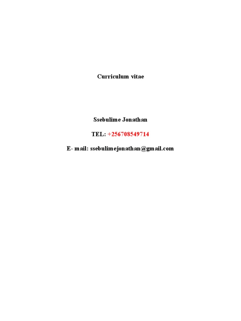 Ssebulime Jonathan's CV Summary | PDF | Goal