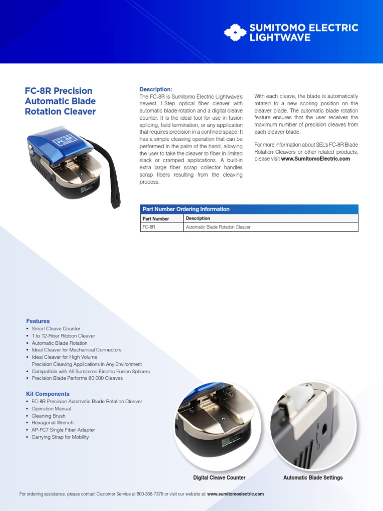 FC 8R Cleaver | Descargar gratis PDF | Optical Fiber | Computing