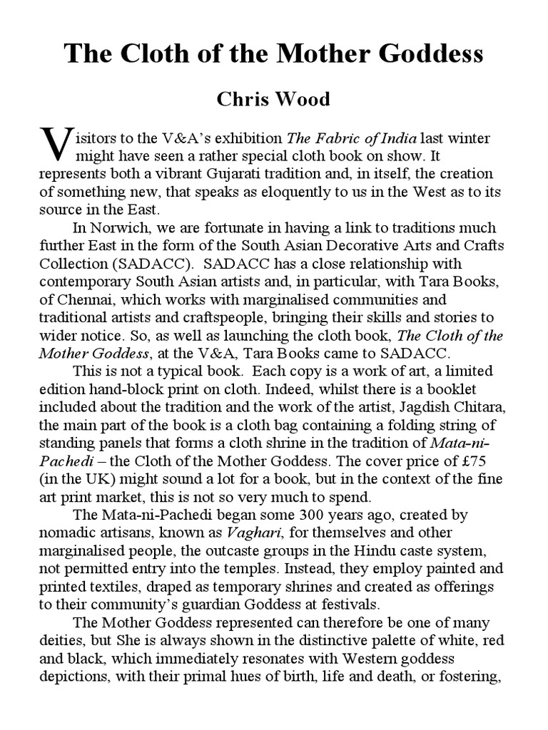 Cloth of The Mother Goddess | PDF | Goddess | Textiles