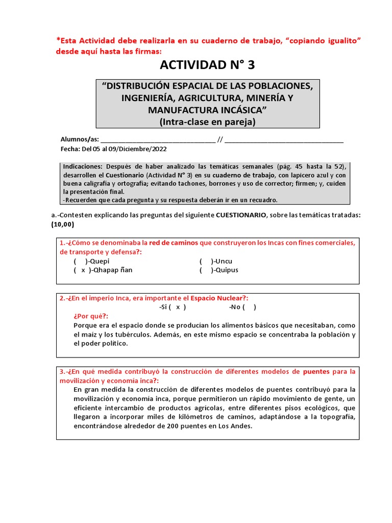 Cuestionario Resuelto-3ros | PDF | Imperio Inca