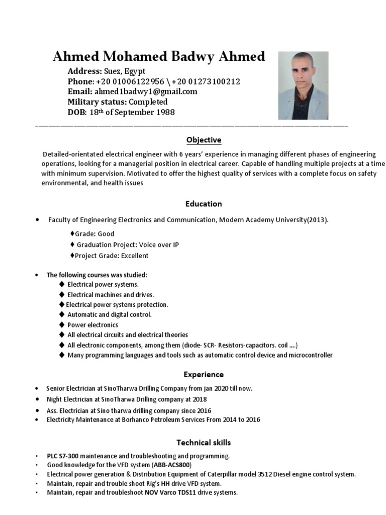 CV 2 | PDF | Electrical Engineering | Electrician